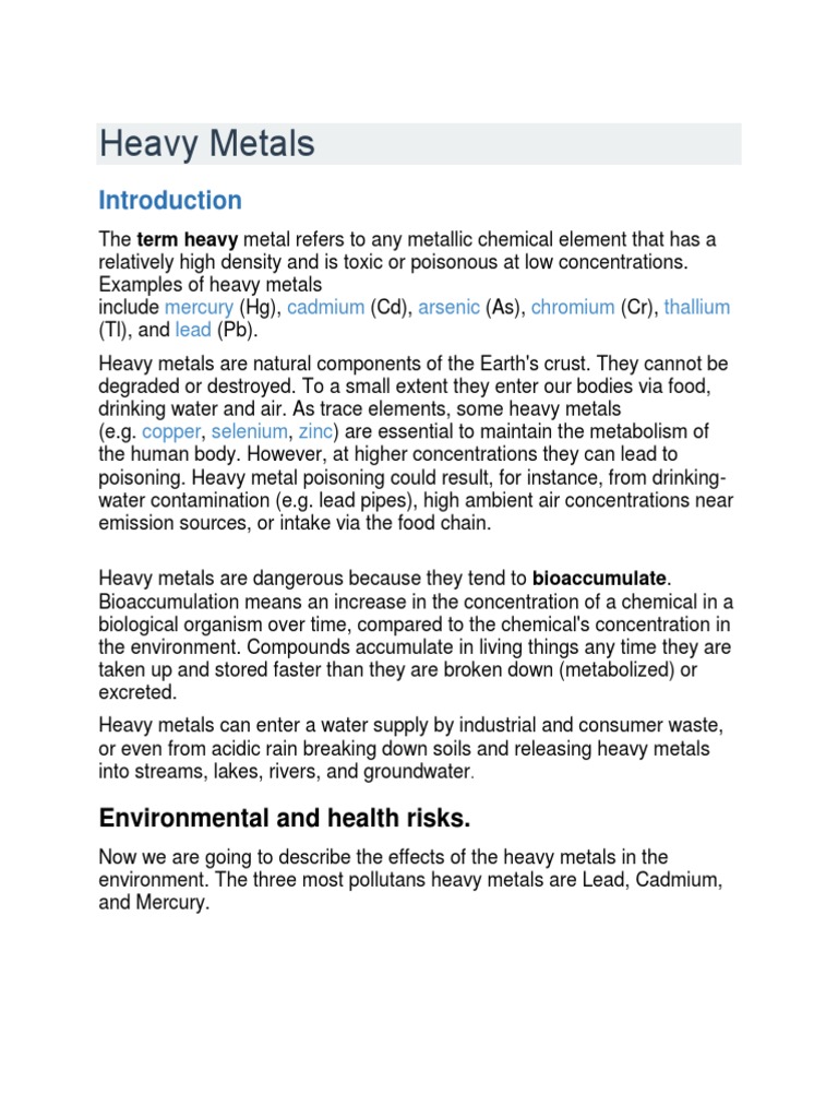 Heavy Metals | PDF | Toxic Heavy Metal | Toxicity