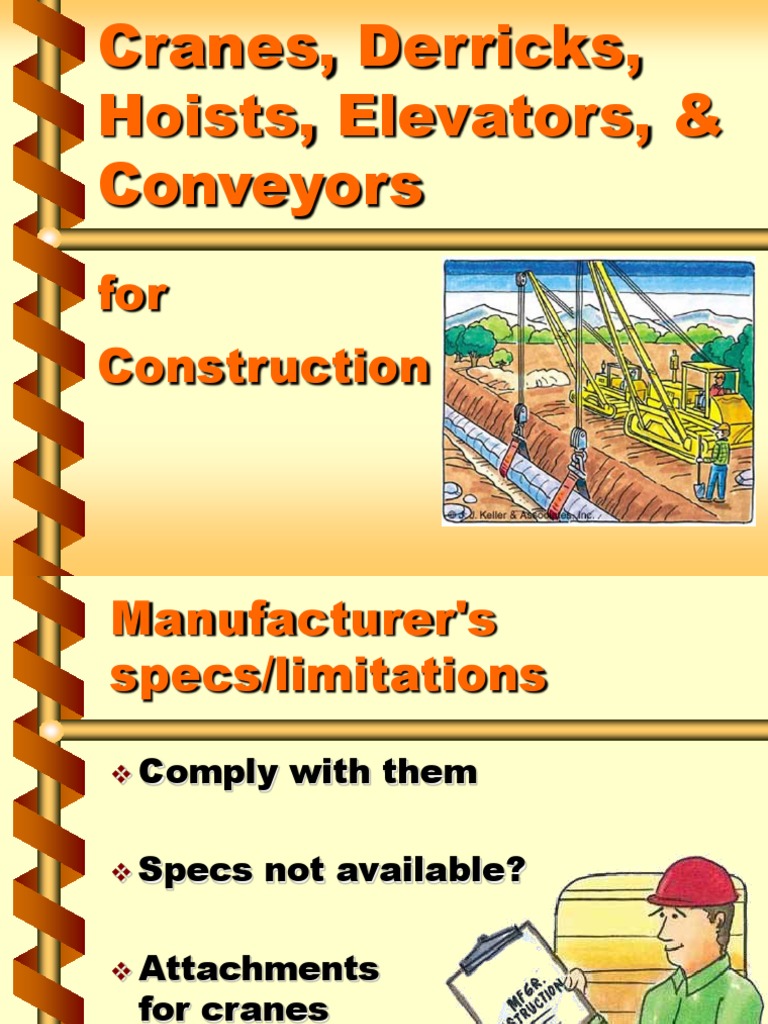 Cranes, Derricks, Hoists, Elevators, and Conveyors For Cons 2 | PDF | Elevator | Crane (Machine)