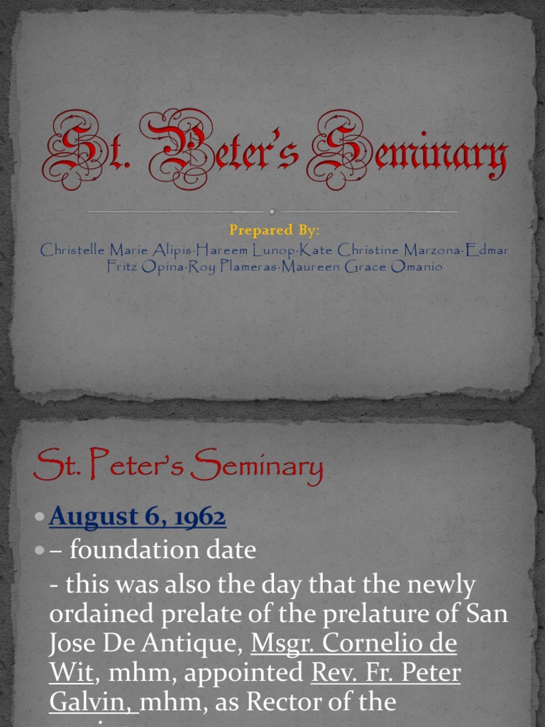 St. Peter's Seminary | PDF | Catholic Church | Religious Education