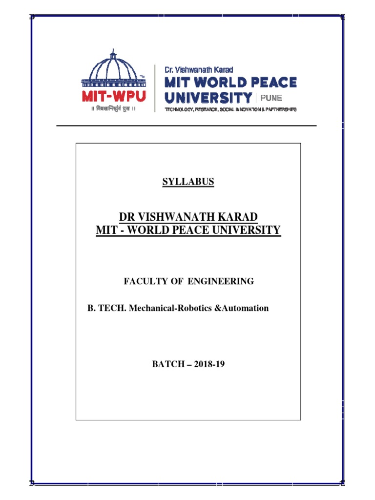 S.Y. BTech Mech (Robotics & Automation) - Syllabus For 2018-19 Batch W ...