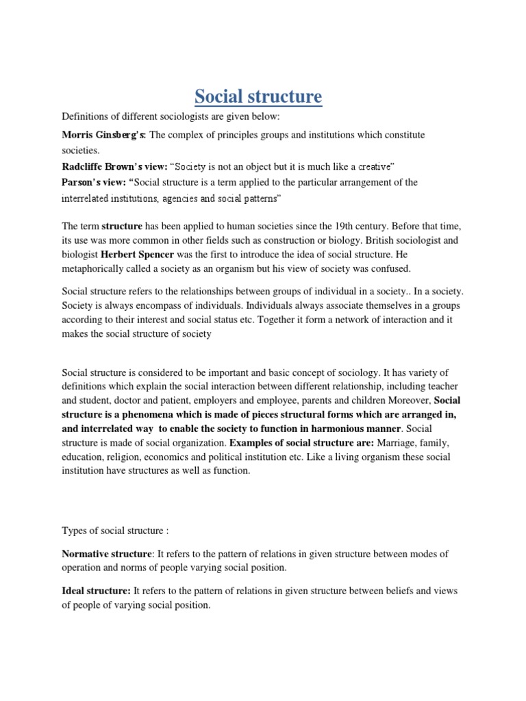 Social Structure | PDF | Social Structure | Society