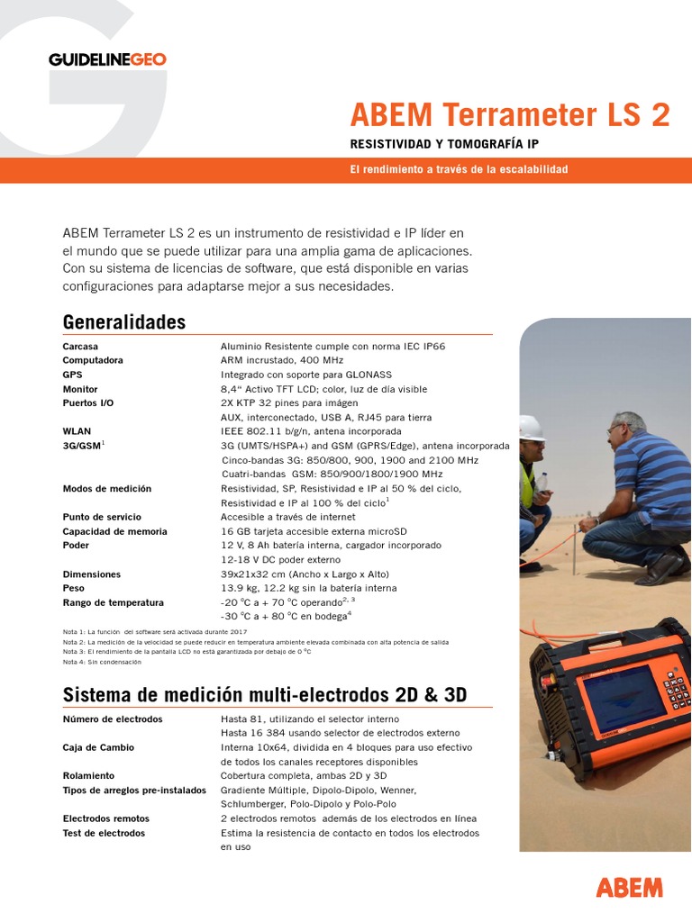 ABEM Terrameter LS 2 Technical Specification Spanish PDF | PDF | 3 G ...