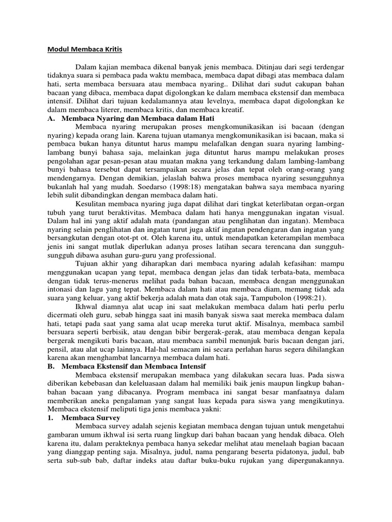 Modul Membaca Kritis | PDF | Karier & Perkembangan