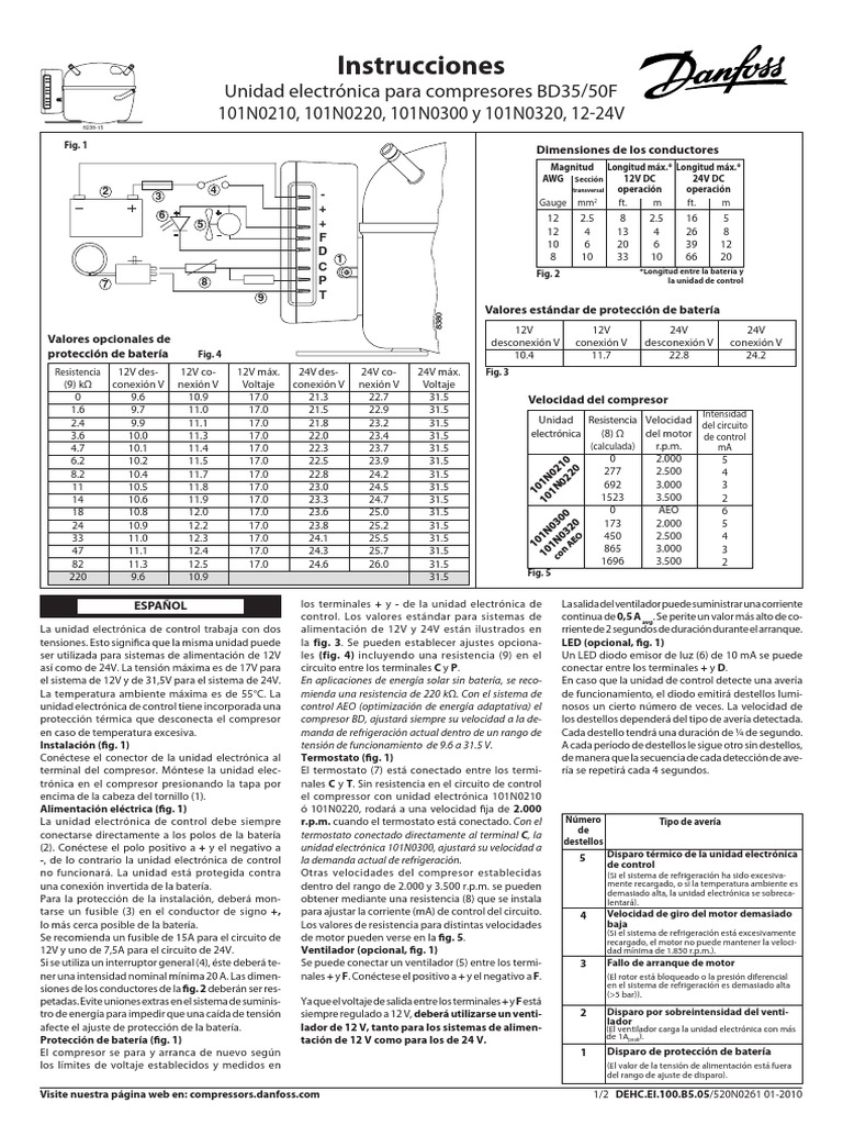 Manual de Servicio Compresores Danfoss BD35F | PDF | Diodo emisor de ...