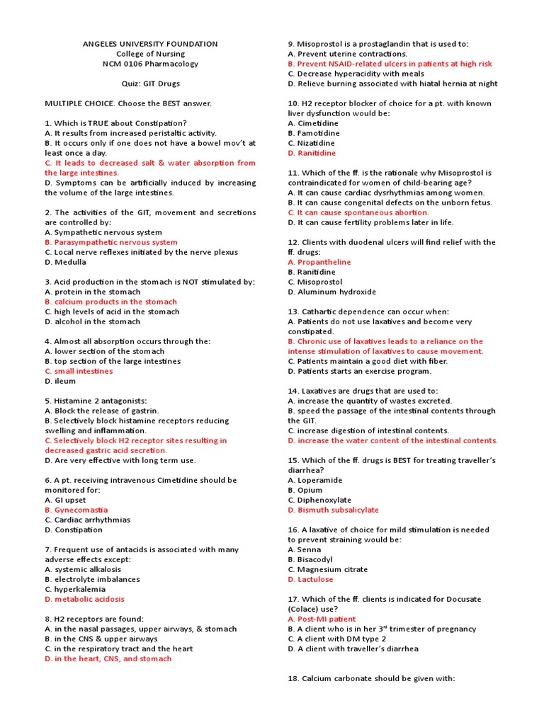 QF3 Gastrointestinal Drugs | Download Free PDF | Gastrointestinal Tract ...