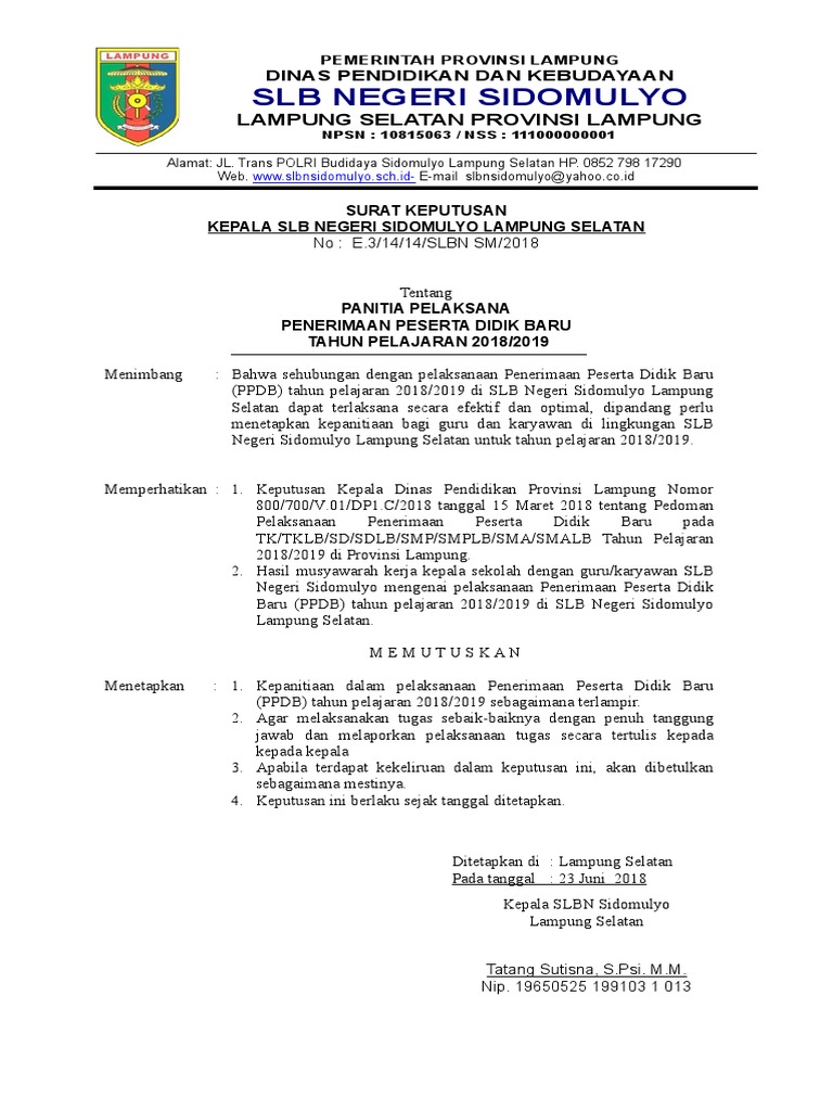 14 SK PPDB 2018 | PDF