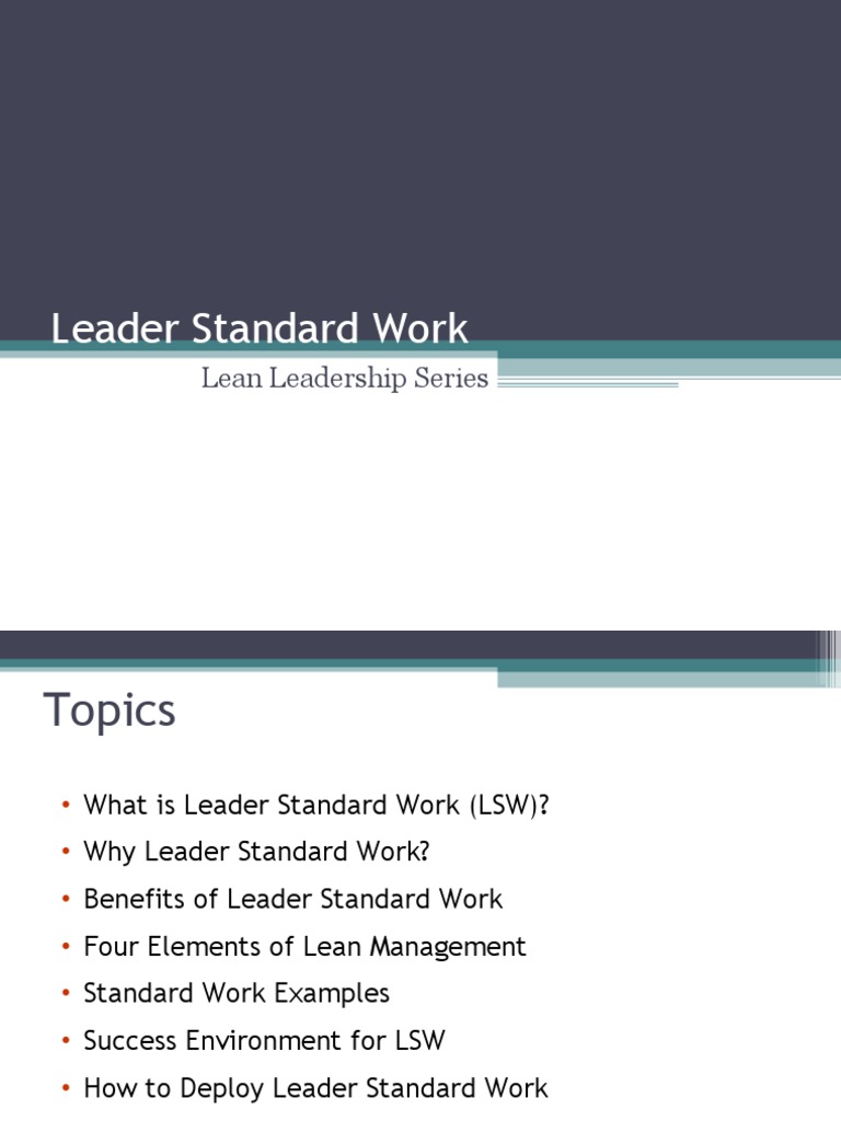 Leader Standard Work: Lean Leadership Series | PDF | Computing | Leadership