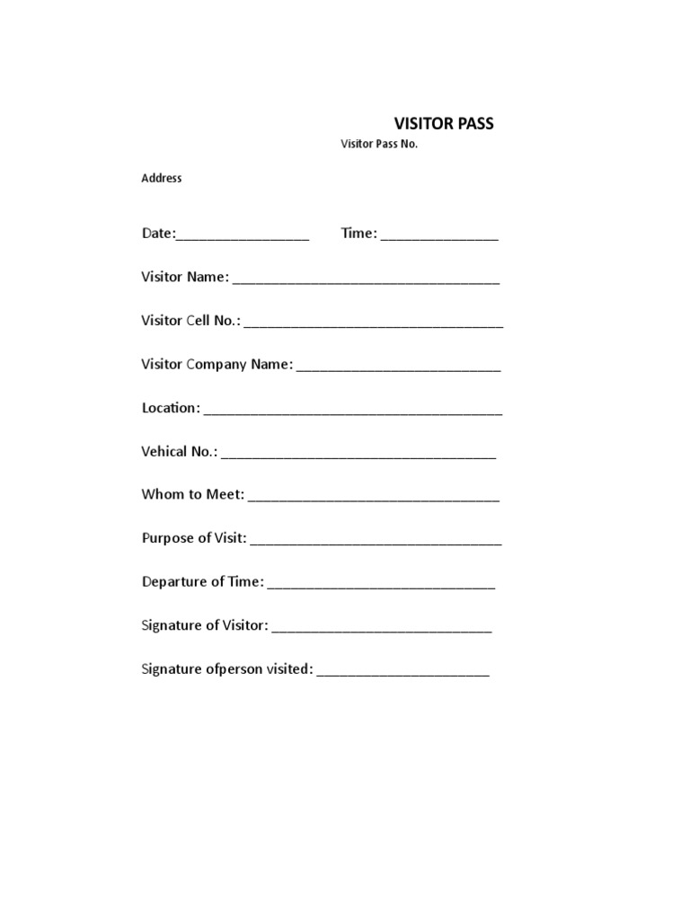 Visitor Pass Template Format | PDF