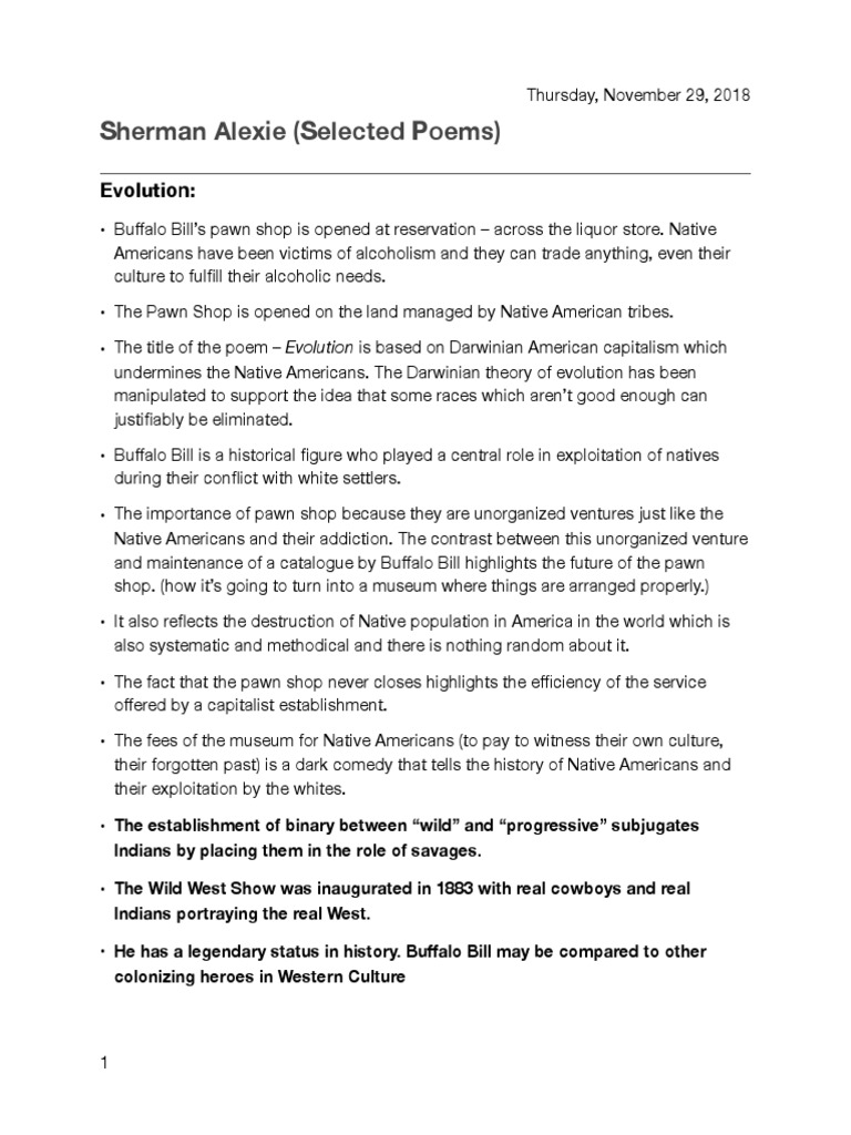 Sherman Alexie | PDF | Native Americans In The United States | Cain And ...