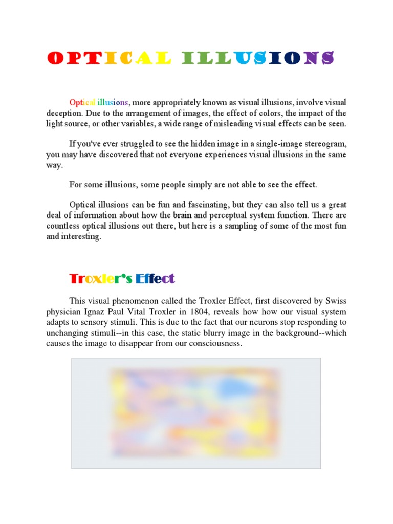 Optical Illusions | PDF | Illusion | Perception