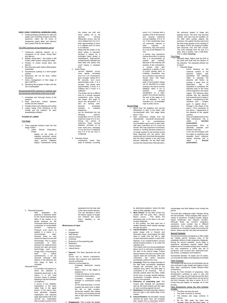 Nursing Notes | PDF | Childbirth | Uterus