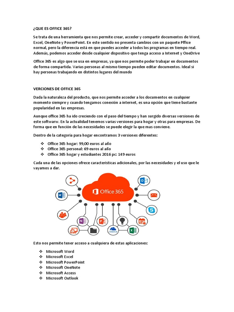 Que Es Office 365 | PDF | Microsoft Office | Oficina 365