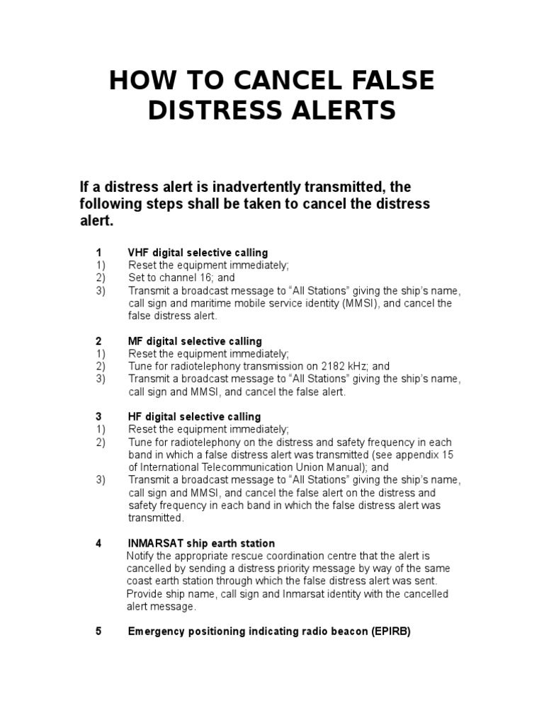 How To Cancel False Distress Alerts | PDF