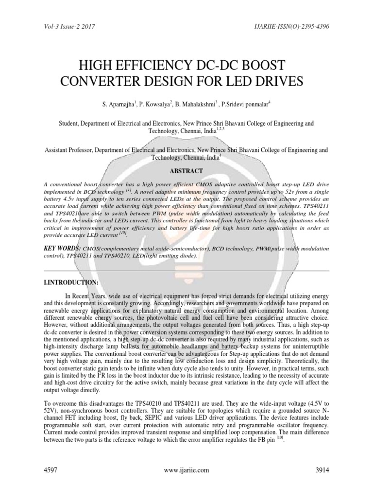 High Efficiency DC-DC Boost Converter Design For LED Drives | PDF | Capacitor | Field Effect ...