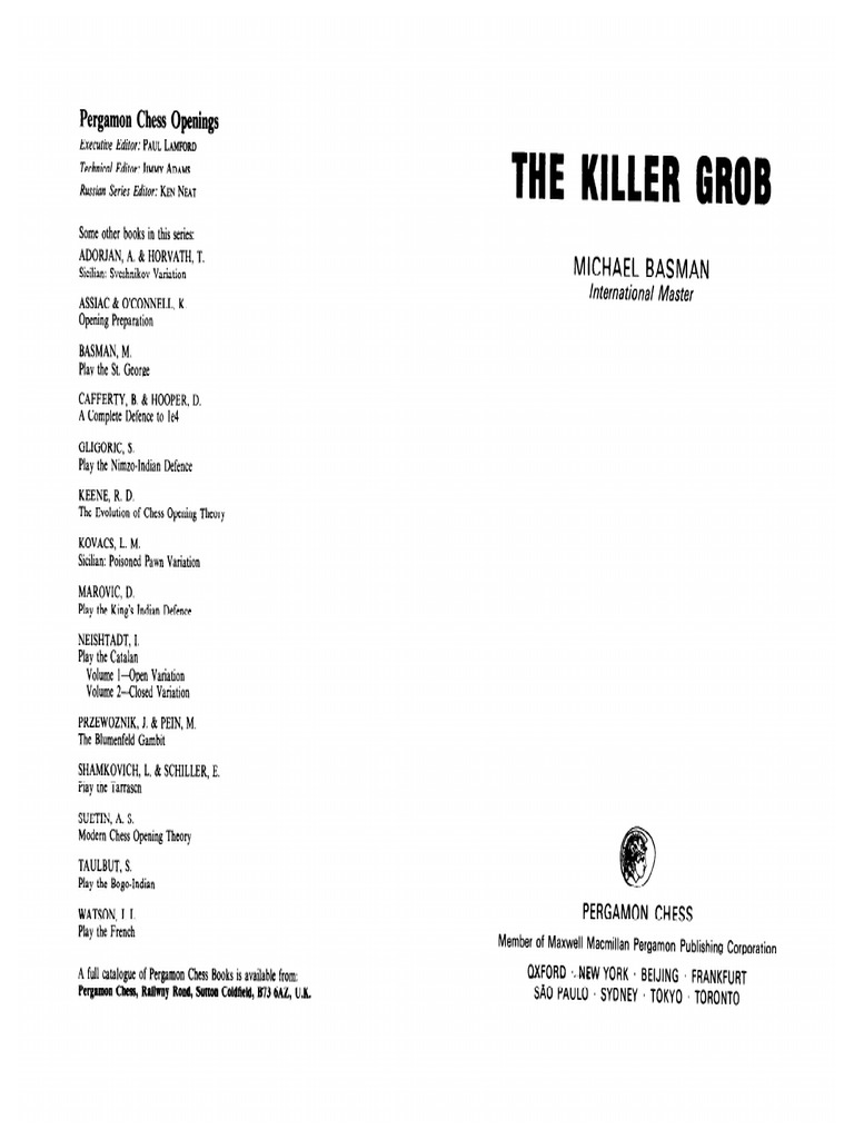 The Killer Grob (Michael Basman) PDF | PDF