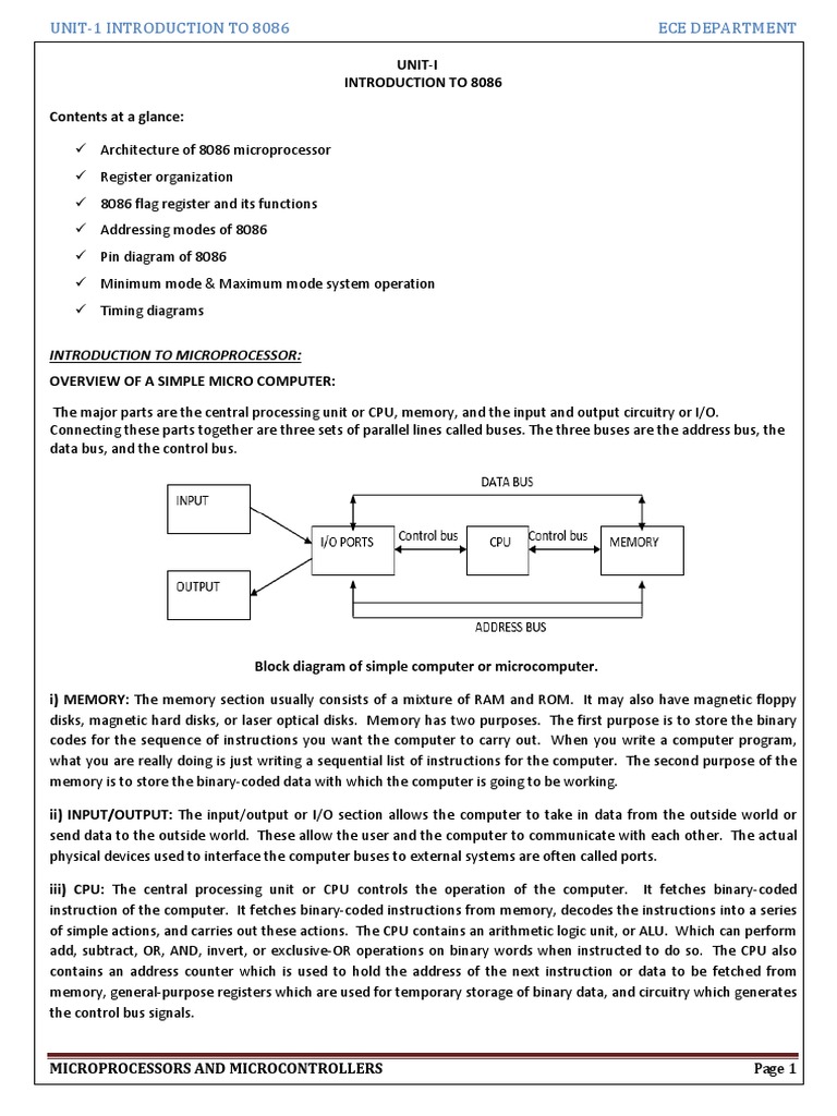 Unit 1 Mpmc Pdf Central Processing Unit Input Output