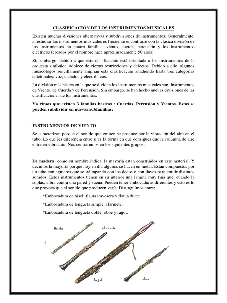 Clasificación de Los Instrumentos Musicales | Descargar gratis PDF ...