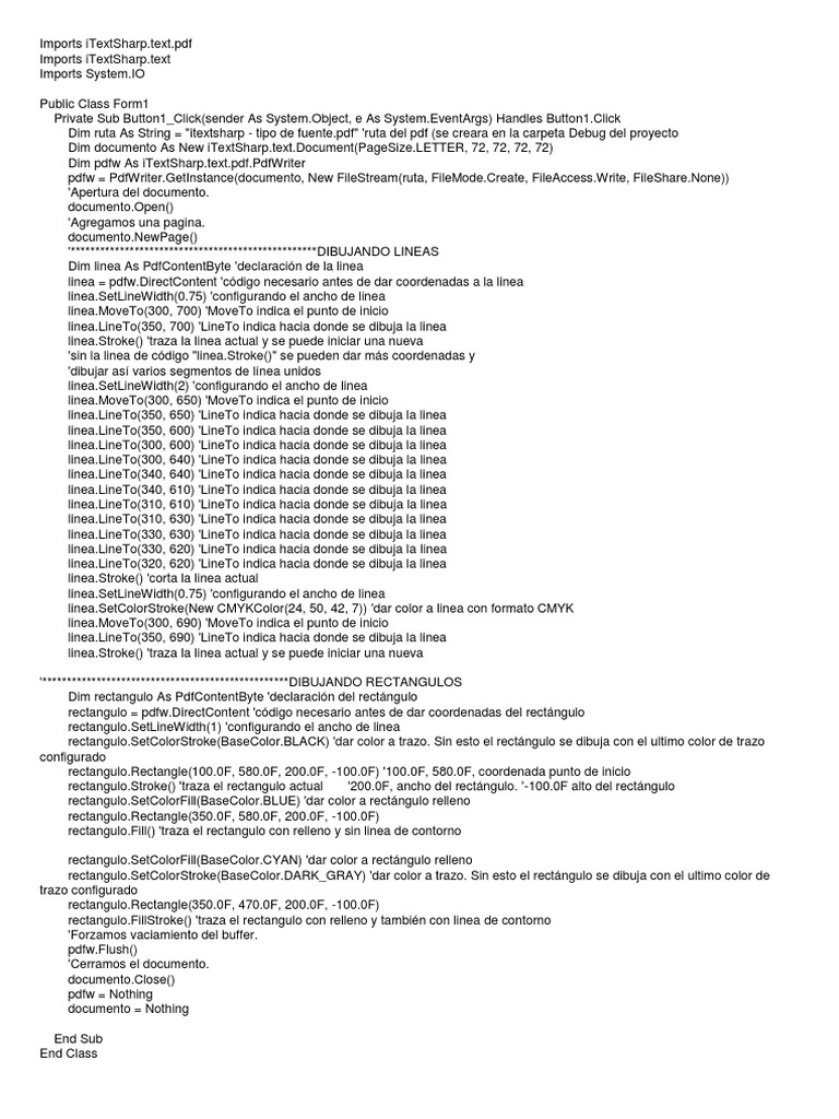 Generar PDF con iTextSharp en VB.NET | PDF | Informática y tecnología de la información