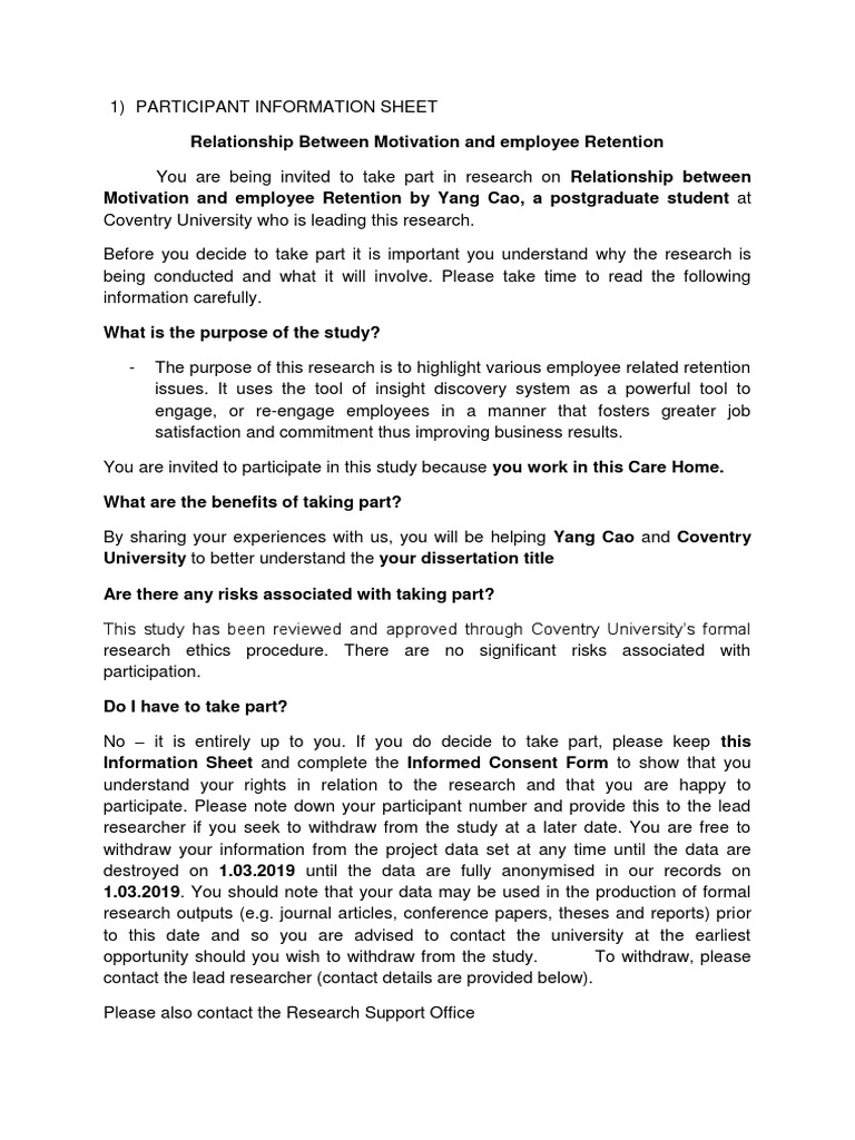 Participant Information Sheet | Download Free PDF | Information Privacy ...