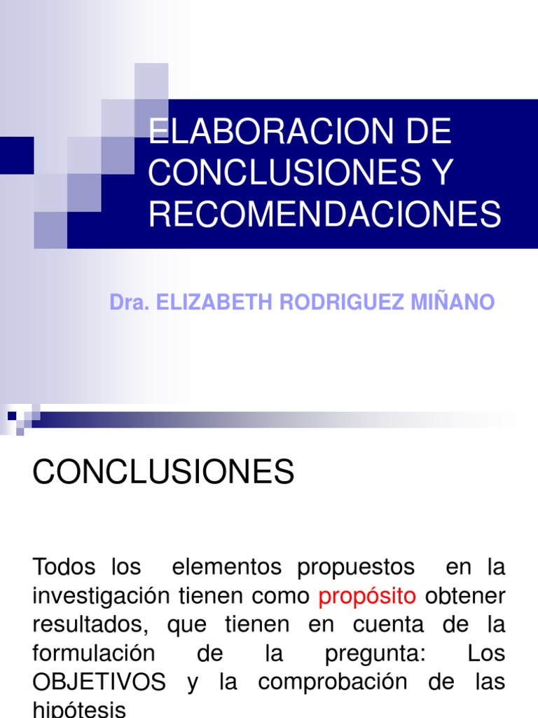 Elaboracion de Conclusiones y Recomendaciones | PDF | Hipótesis ...