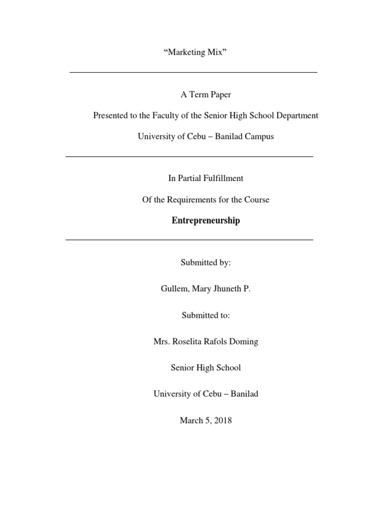 Entrep - Term Paper | Download Free PDF | Swot Analysis | Marketing