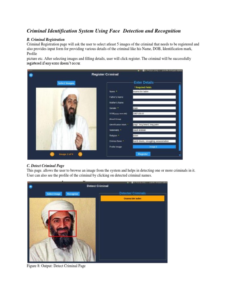 Criminal Identification System Using Face Detection and Recognition