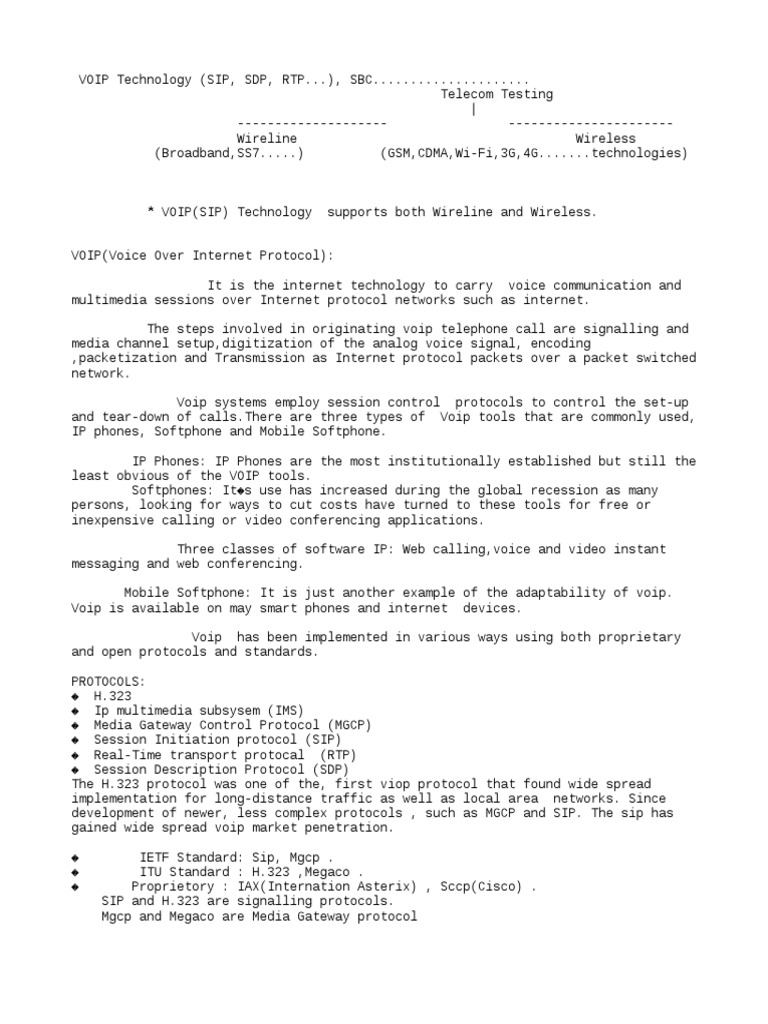 Sip Notes New | PDF | Session Initiation Protocol | Voice Over Ip