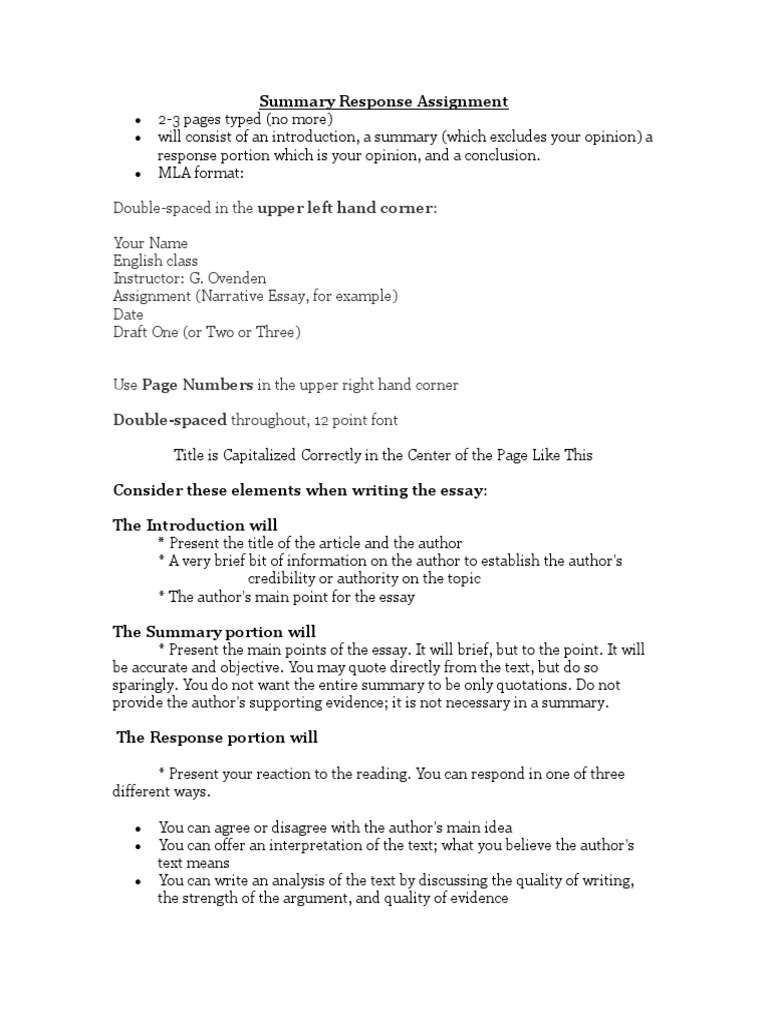 Summary Response Assignment | PDF | Essays | Cognitive Science