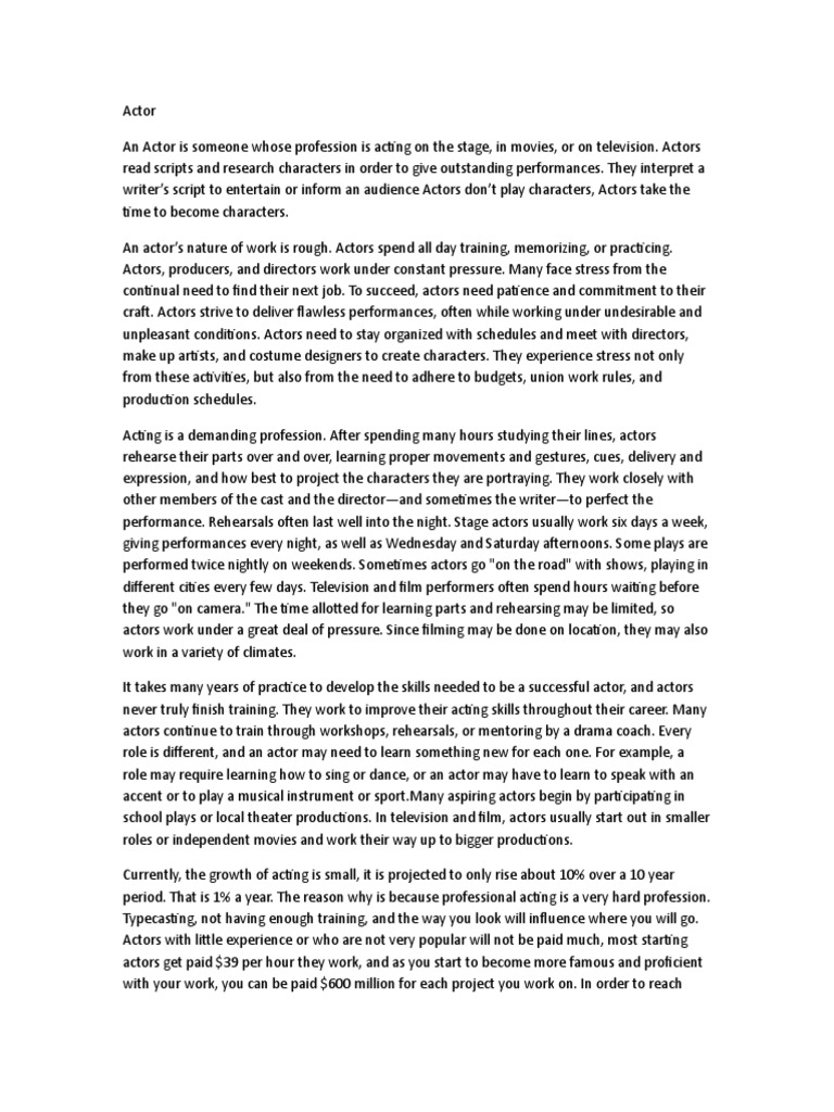 Actor Notes | PDF | Actor