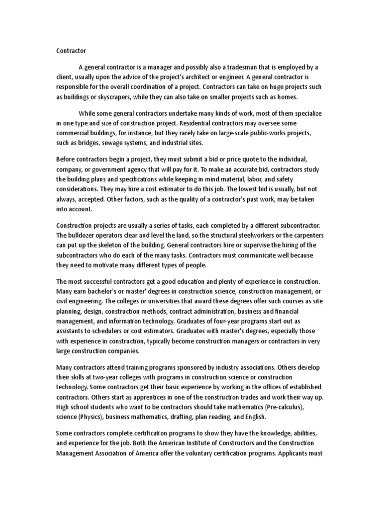 Contractor Notes | PDF | General Contractor | Construction Management