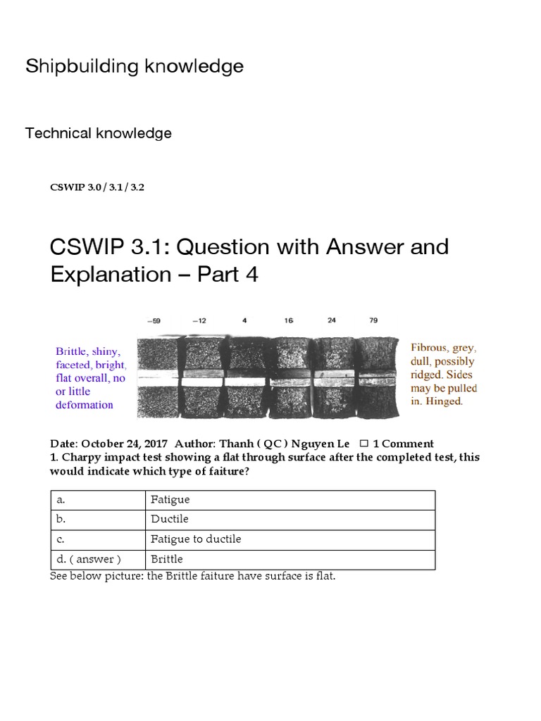 Wi Cswip 3.1 Part 4 | Yield (Engineering) | Strength Of Materials ...