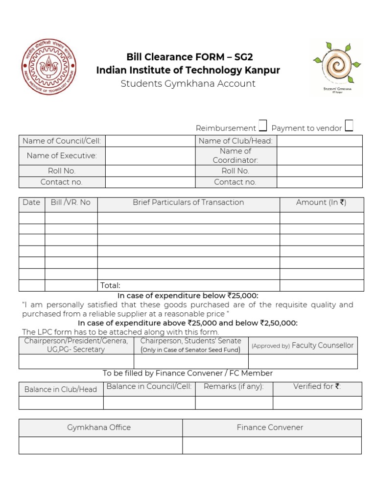 Bill Clearance Form 2 | PDF