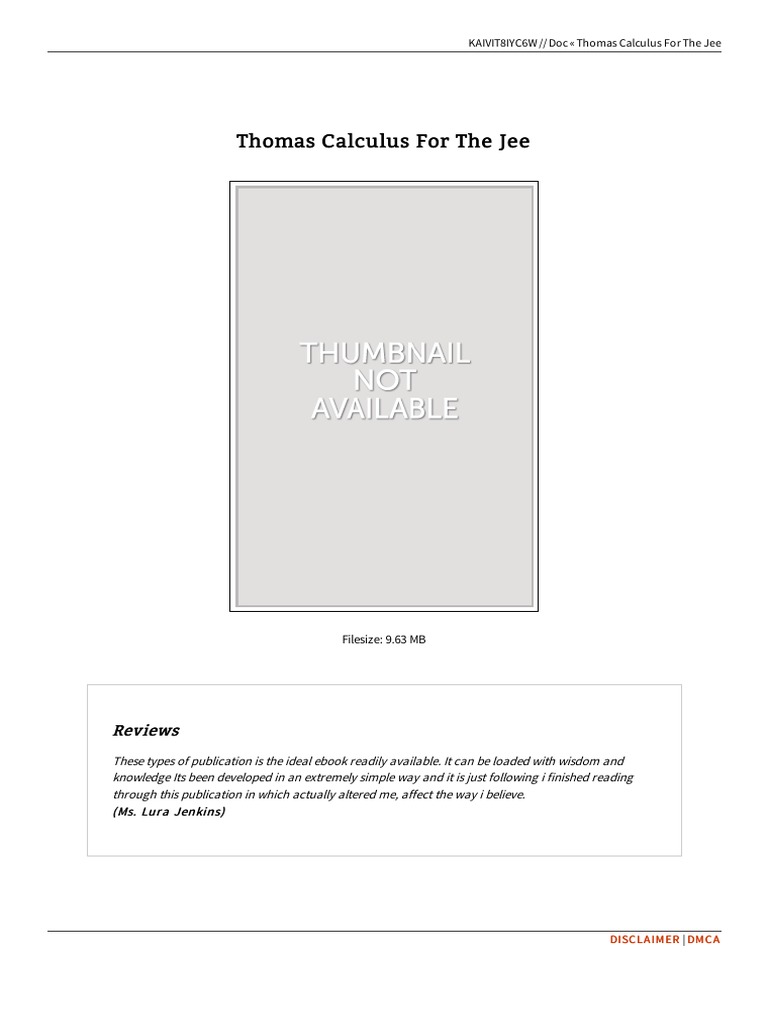 Thomas Calculus For The Jee | PDF | Sources | Written Communication