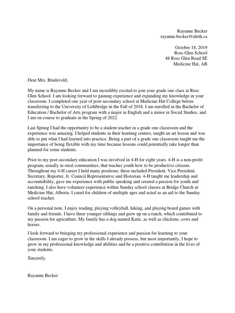 Rayanne Becker Introduction To Teacher ps1 | PDF | Schools | Teachers