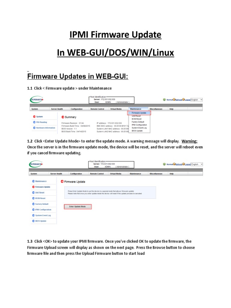 IPMI Firmware Update - NEW | PDF | Computer Networking | System Software