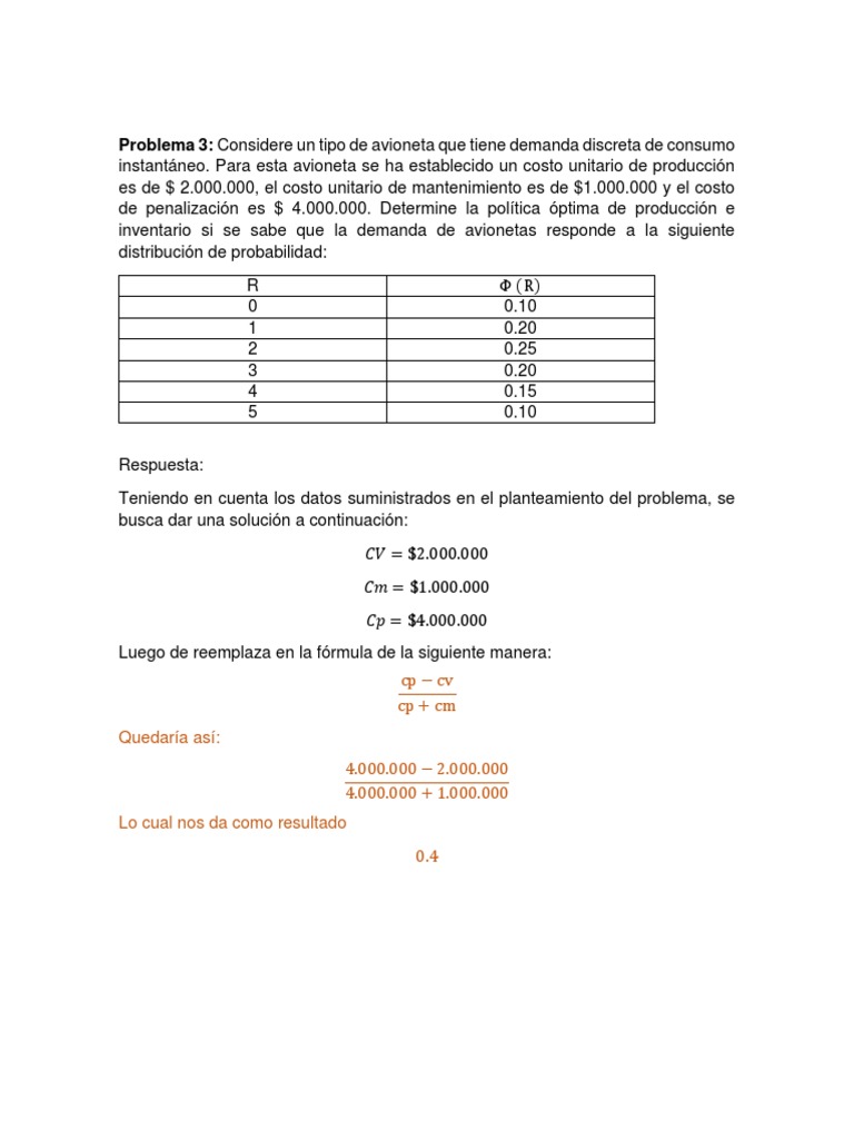 Problema Resuelto Administracion de Inventarios 2 | PDF