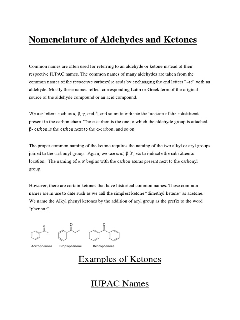 Nomenclature of Aldehydes and Ketones | PDF | Ketone | Aldehyde