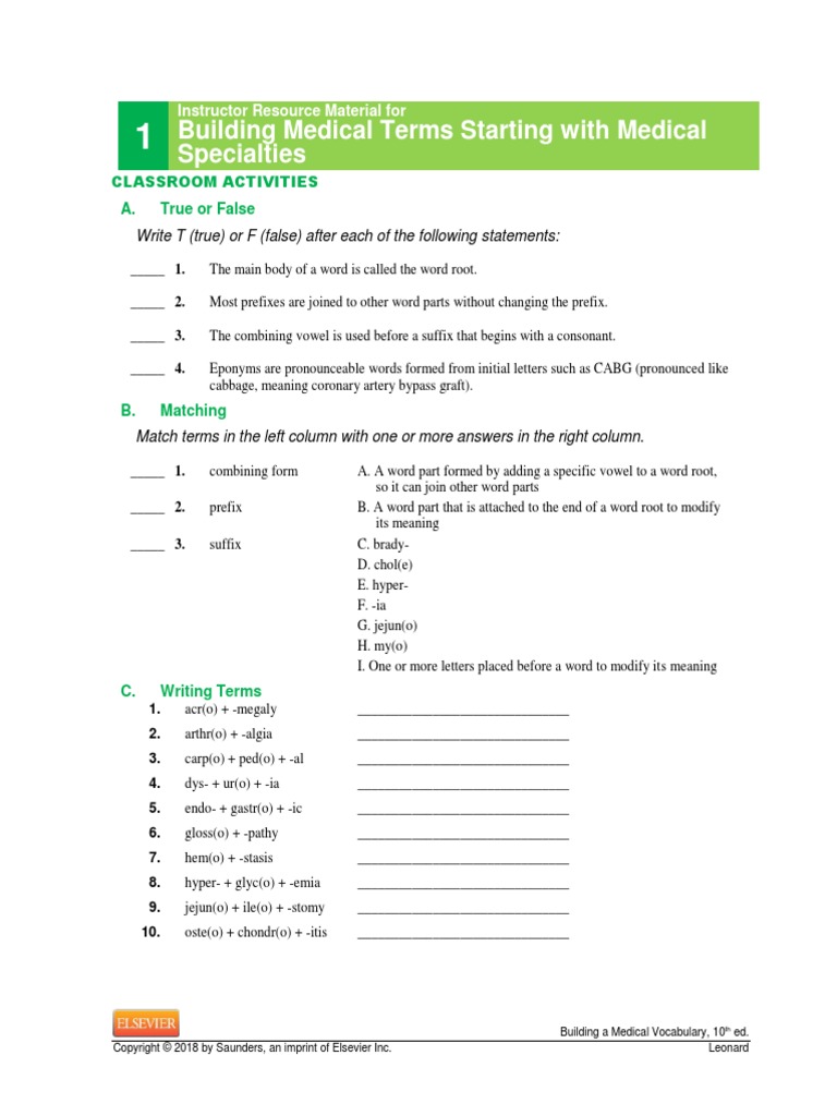 Medical Terminology Chapter 1 Extra Practice | PDF | Coronary Artery ...
