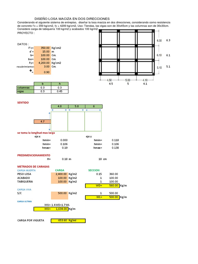 Ejercicio 3 Losa Maciza Bidireccional | PDF
