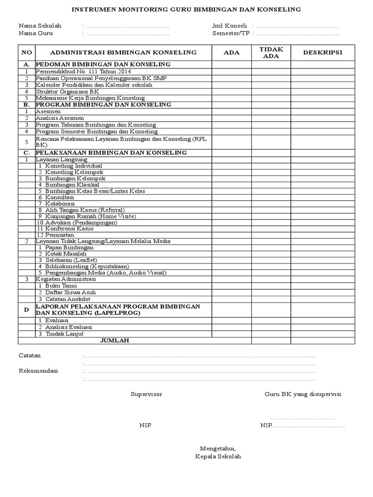 Instrumen BK Sesuai POP | PDF
