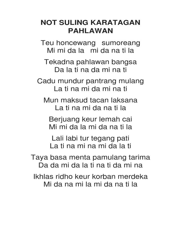 Not Suling Karatagan Pahlawan | PDF