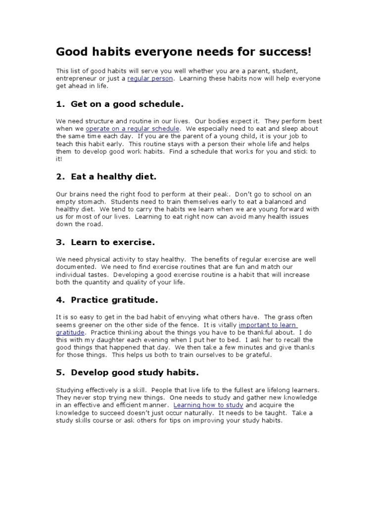 Good Habits | PDF | Habits | Study Skills