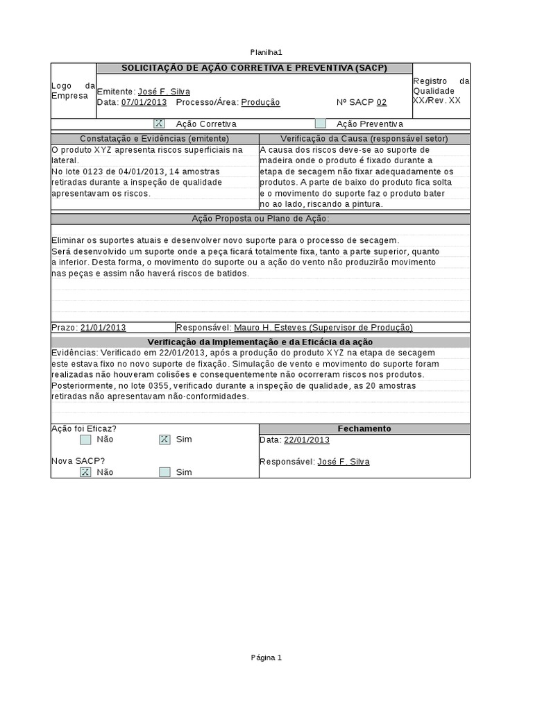 SACP-Exemplo Preenchido | PDF