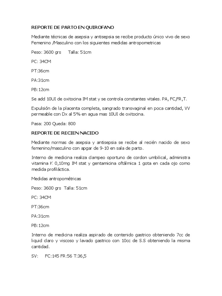 Ejemplos de Reportes | PDF | Especialidades Medicas | Ciencias de la Salud