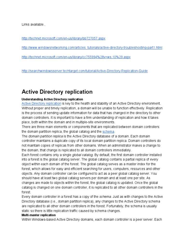 AD Replication and Troubleshooting | PDF | Active Directory | Port (Computer Networking)