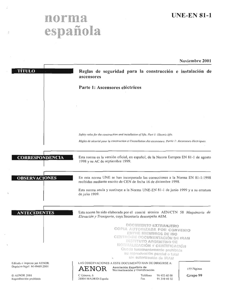 EN81-1 Electrico PDF | PDF