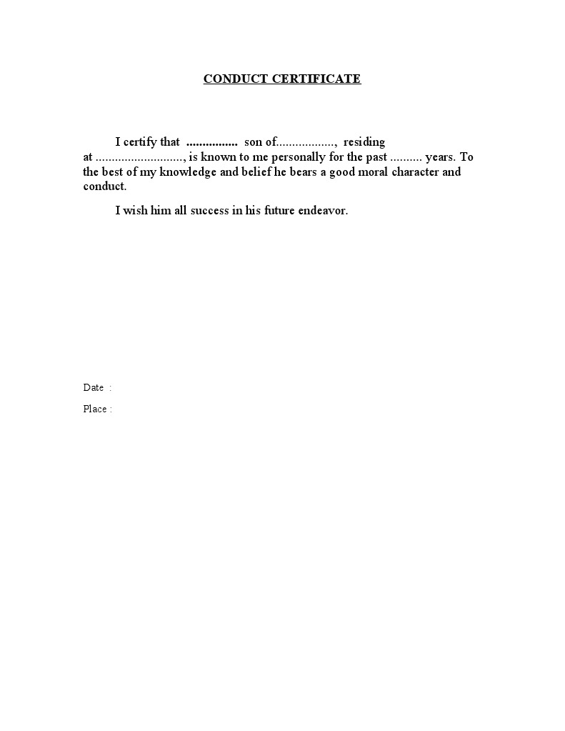 Conduct Certificate | PDF