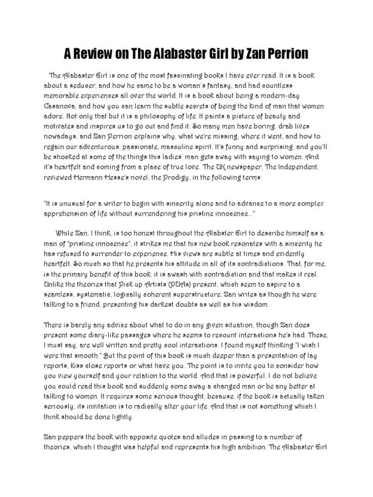 The Alabaster Girl by Zan Perrion | PDF | Romance (Love) | Love