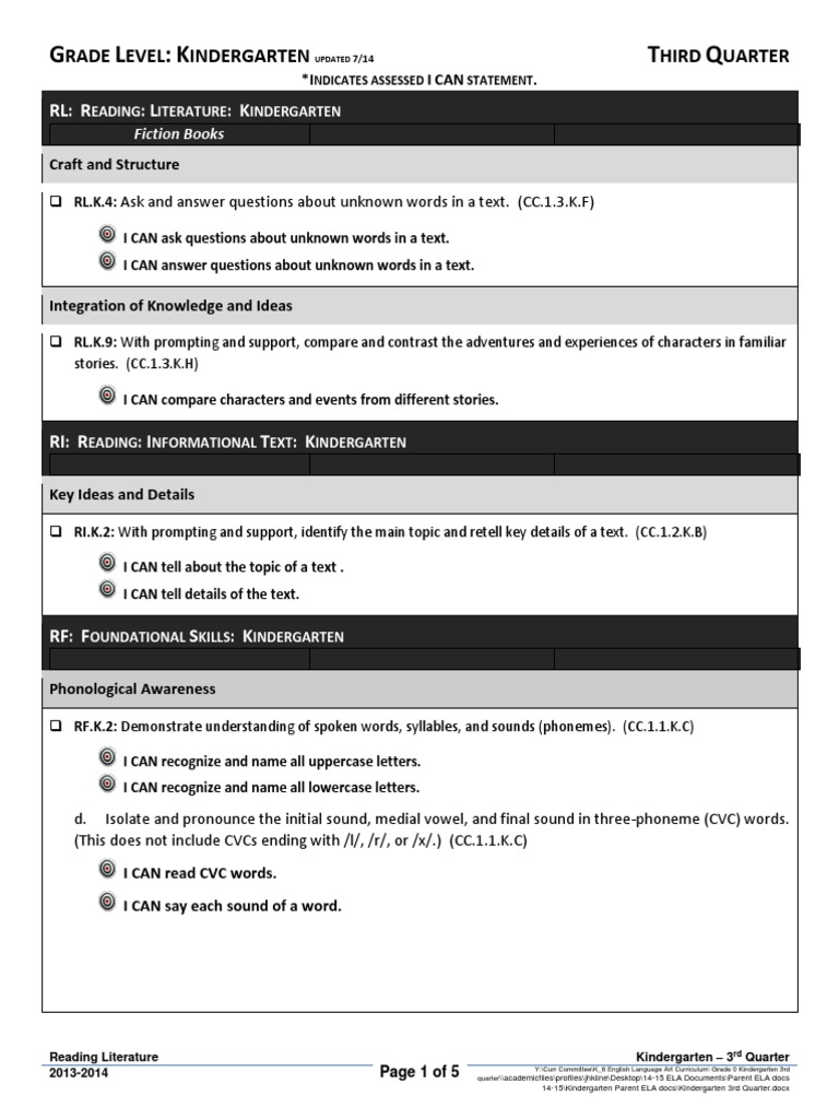 Kindergarten 3rd Quarter | PDF | Phonics | Word