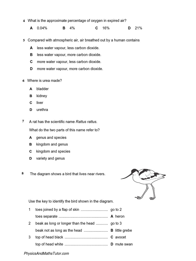 Characteristics - Classification of Living Organisms (Multiple Choice ...